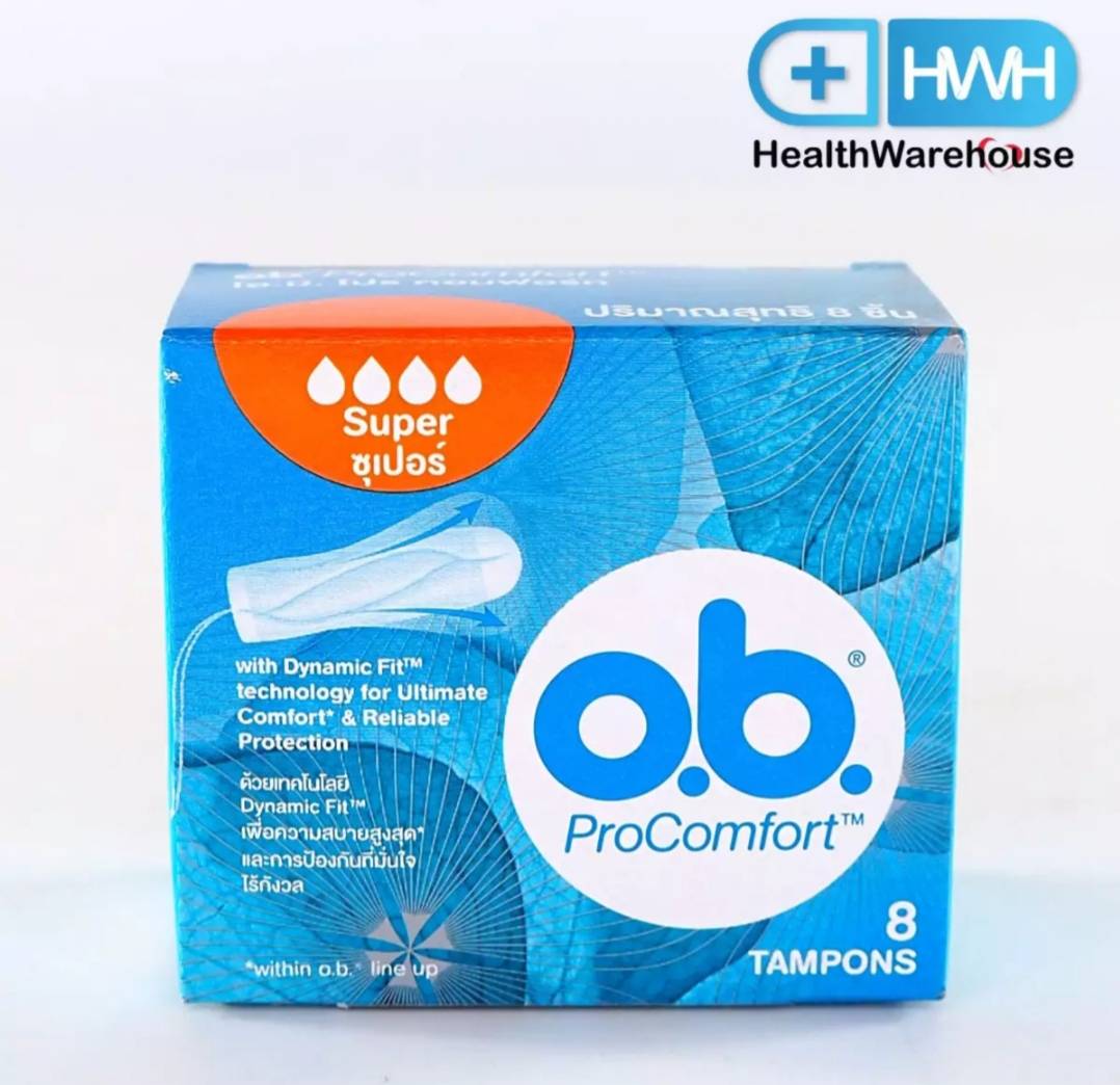OB ProComfort Super 8 ชิ้น ผ้าอนามัยแบบสอด O.B. Super – Health Warehouse