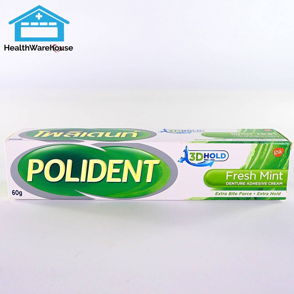 Polident ครีมติดฟันปลอม Fresh Mint 60 g โพลิเดนท์ – Health Warehouse
