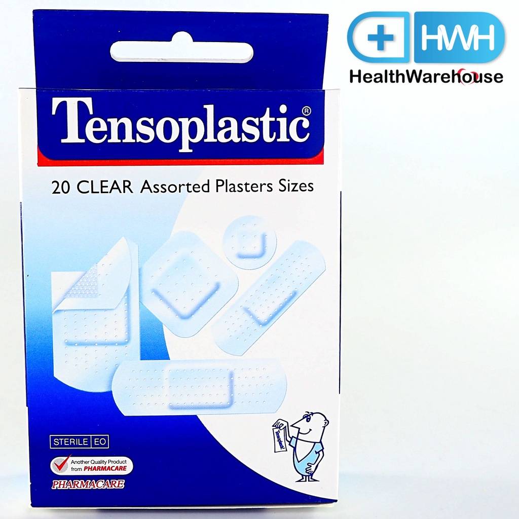 Tensoplastic คละขนาด แบบใส 20 ชิ้น / 1 กล่อง เทนโซพลาสติค พลาสเตอร์ปิด ...
