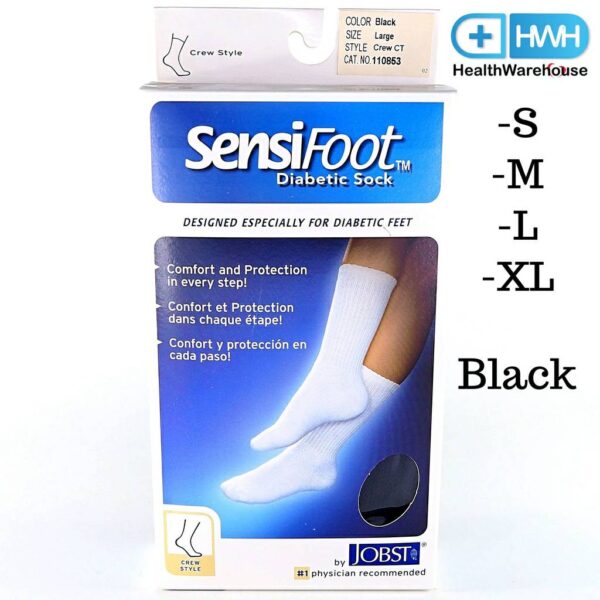 Sensifoot Diabetic Sock Crew Style XL สีดำ - Health Warehouse