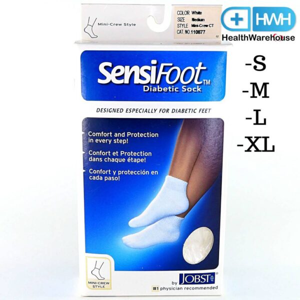 Sensifoot Diabetic Sock Mini-Crew Style XL สีขาว - Health Warehouse