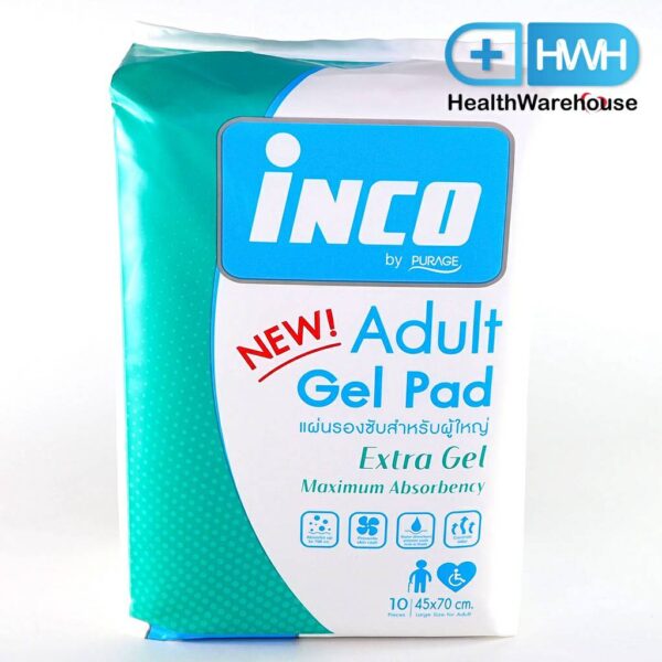 Inco Adult Gel Pad Extra Gel 45 x 70 ซม. 10 ชิ้น/ห่อ แผ่นรองซับสำหรับ ...